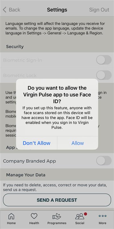 How to turn on Biometric sign in – Personify Health Dell